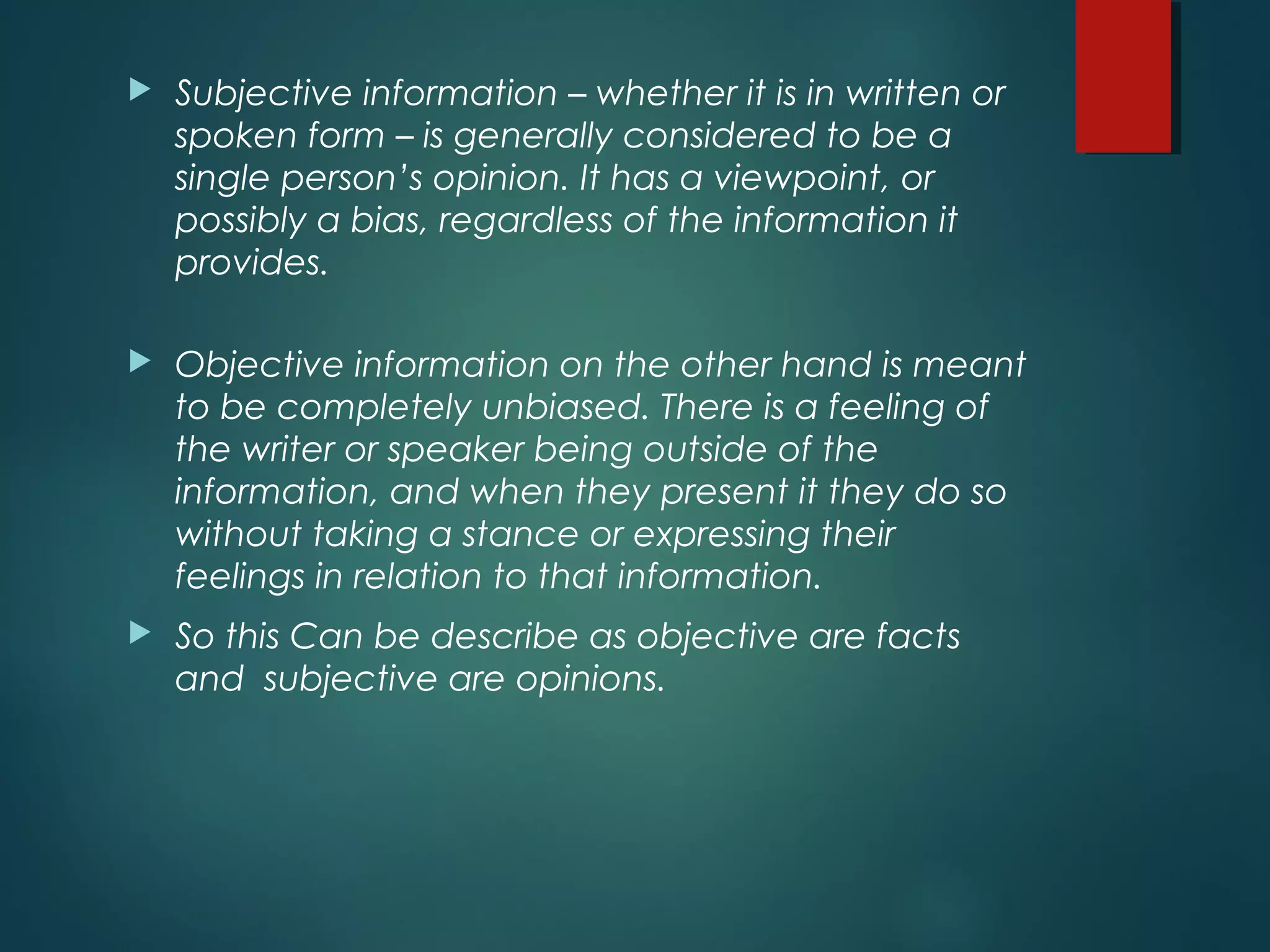 Subjective & Objective Writing Skills | PPT