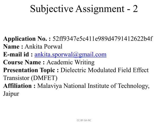 Subjective assignment | PPTX
