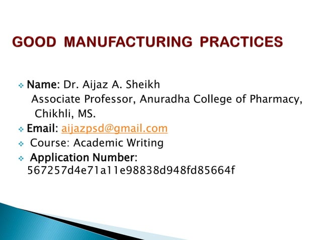 Good Manufacturing Practices | PPT