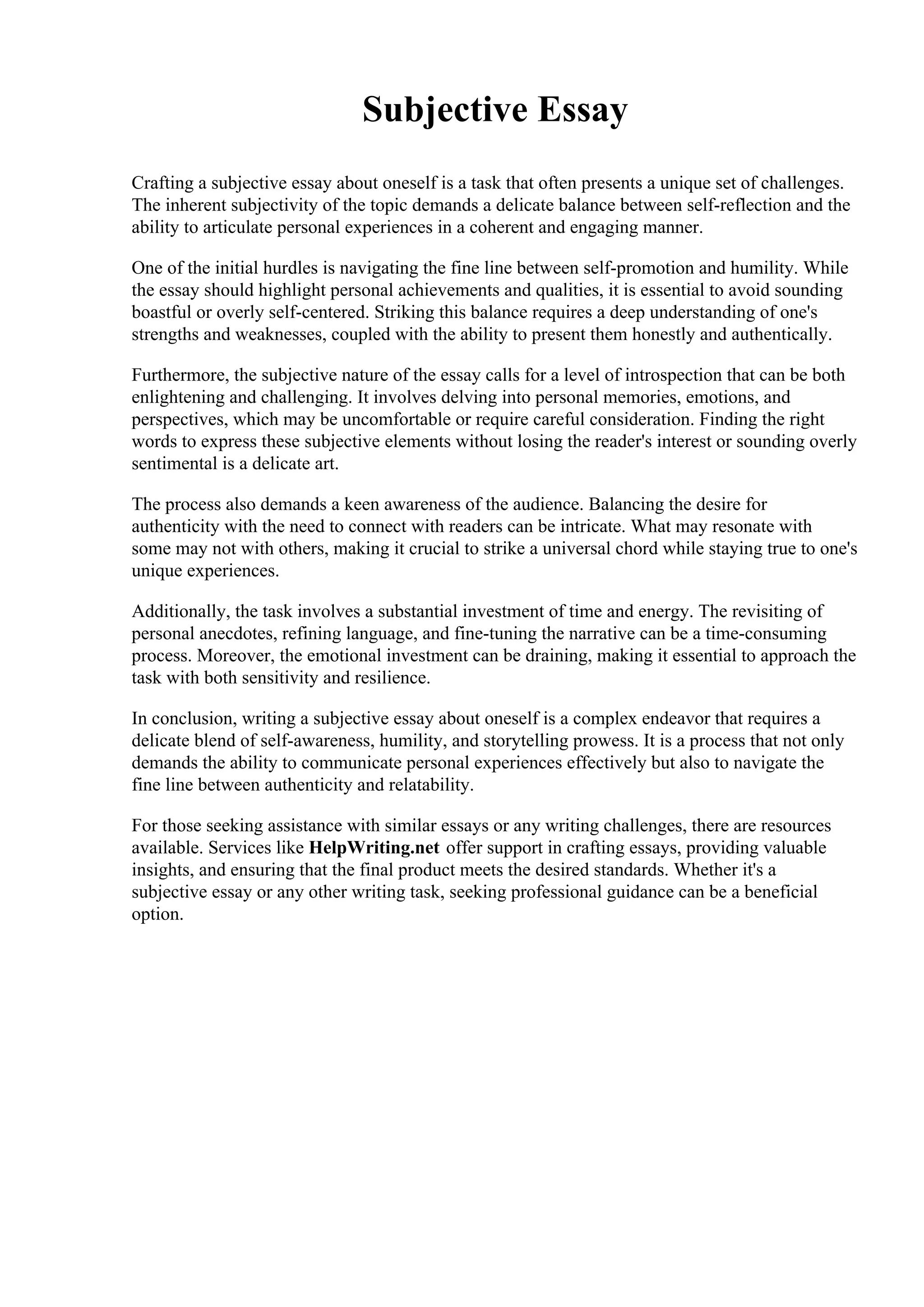 Subjective Essay | PDF