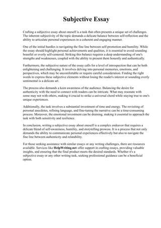 Subjective Essay | PDF