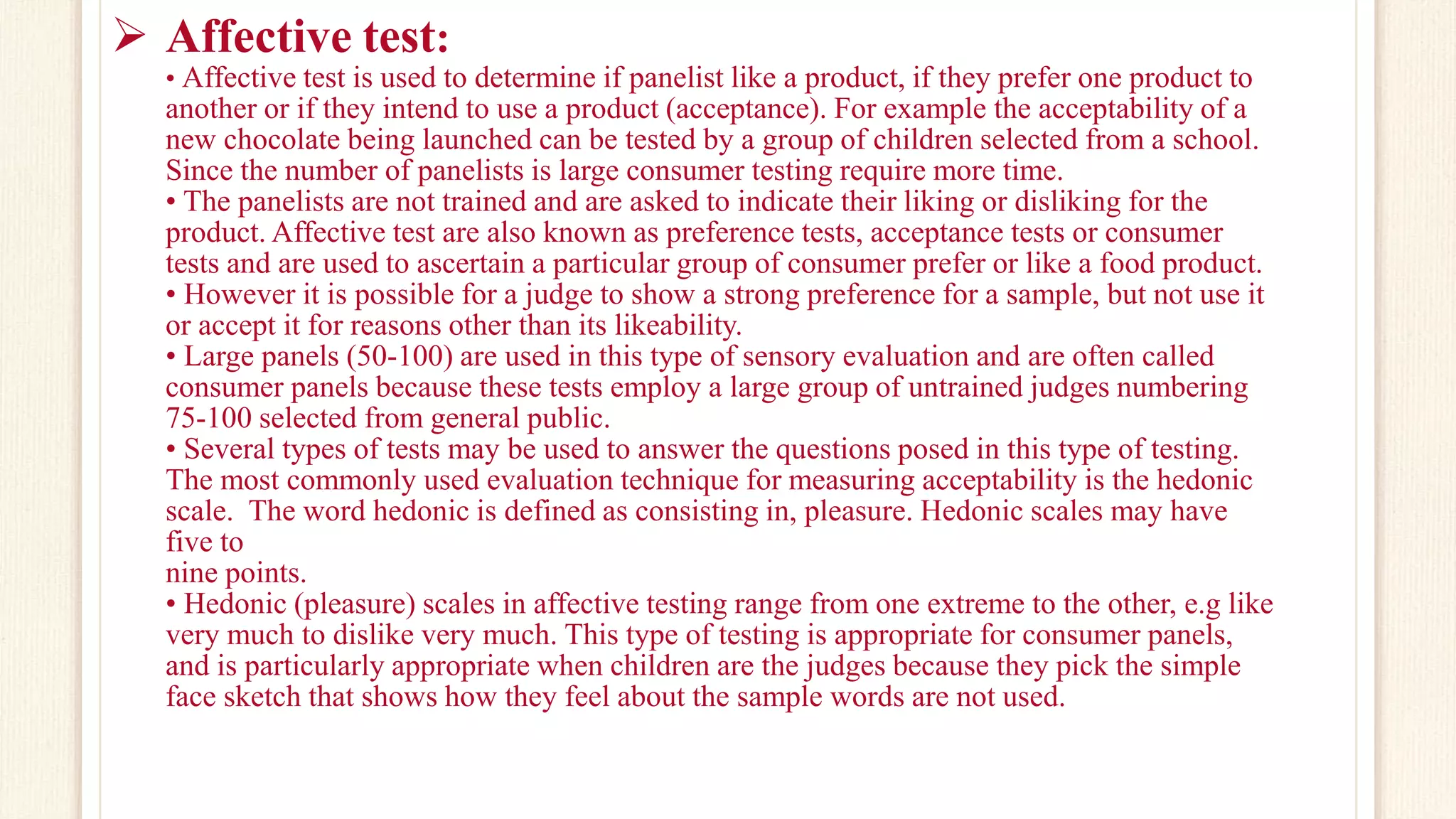 Subjective evaluation of food.. sensory evaluation | PPTX