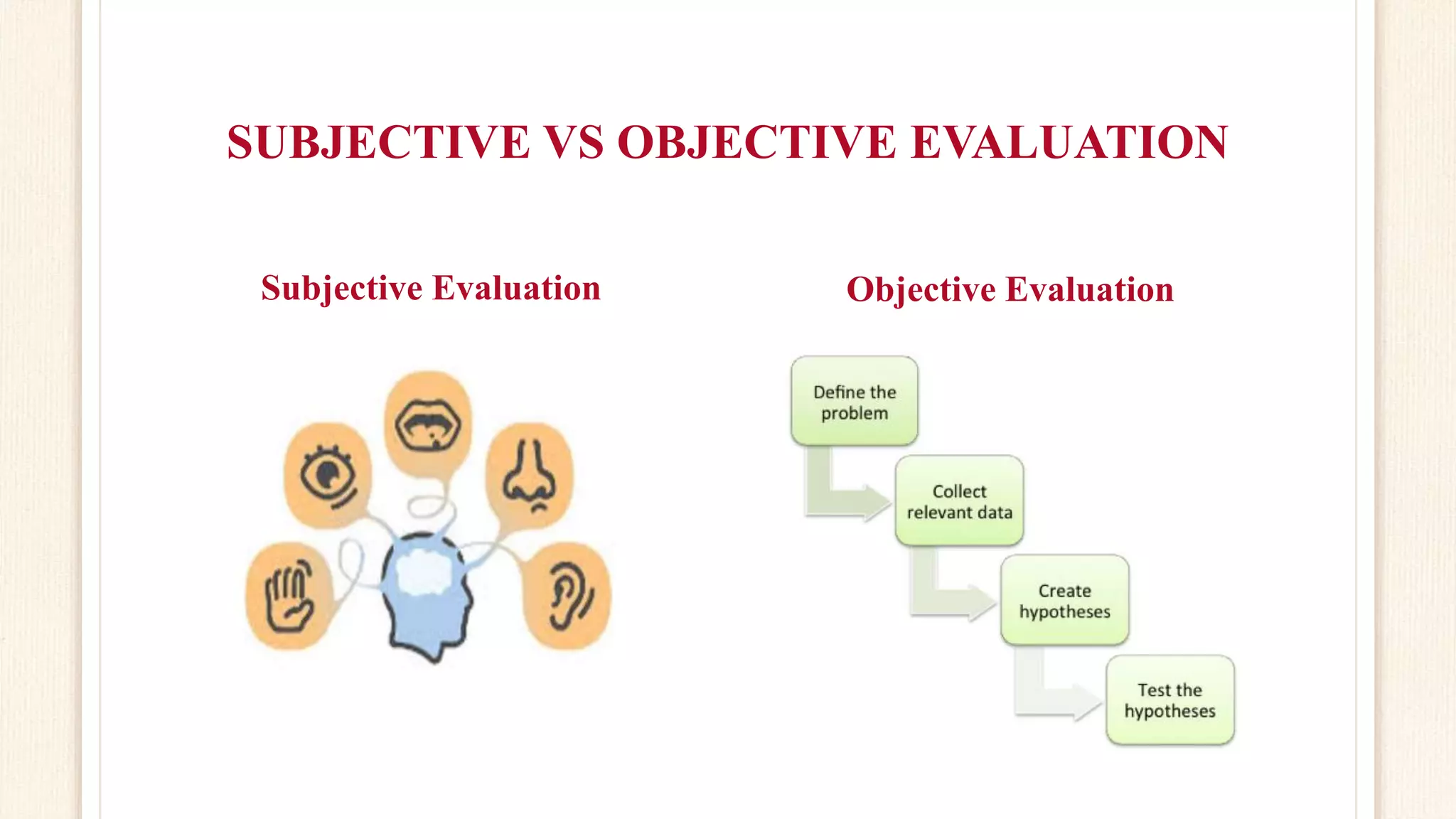 Subjective evaluation of food.. sensory evaluation | PPTX