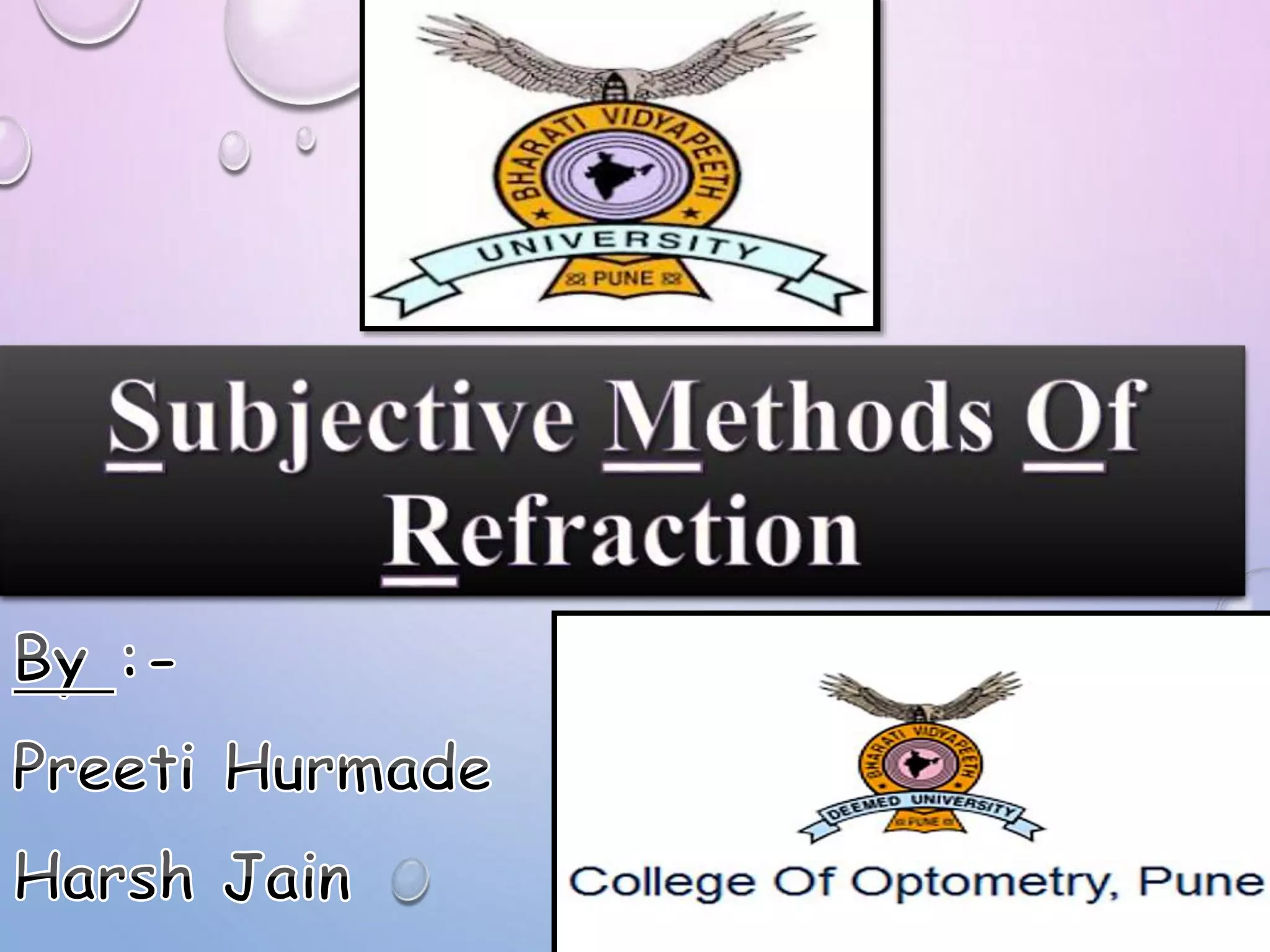 Subjective methods of Refraction | PPTX