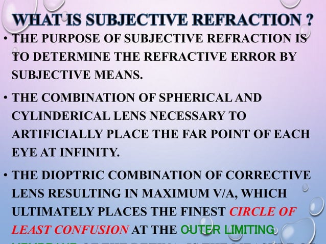 Subjective methods of Refraction | PPTX | Eye and Vision Conditions ...