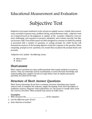 Subjective test | DOCX