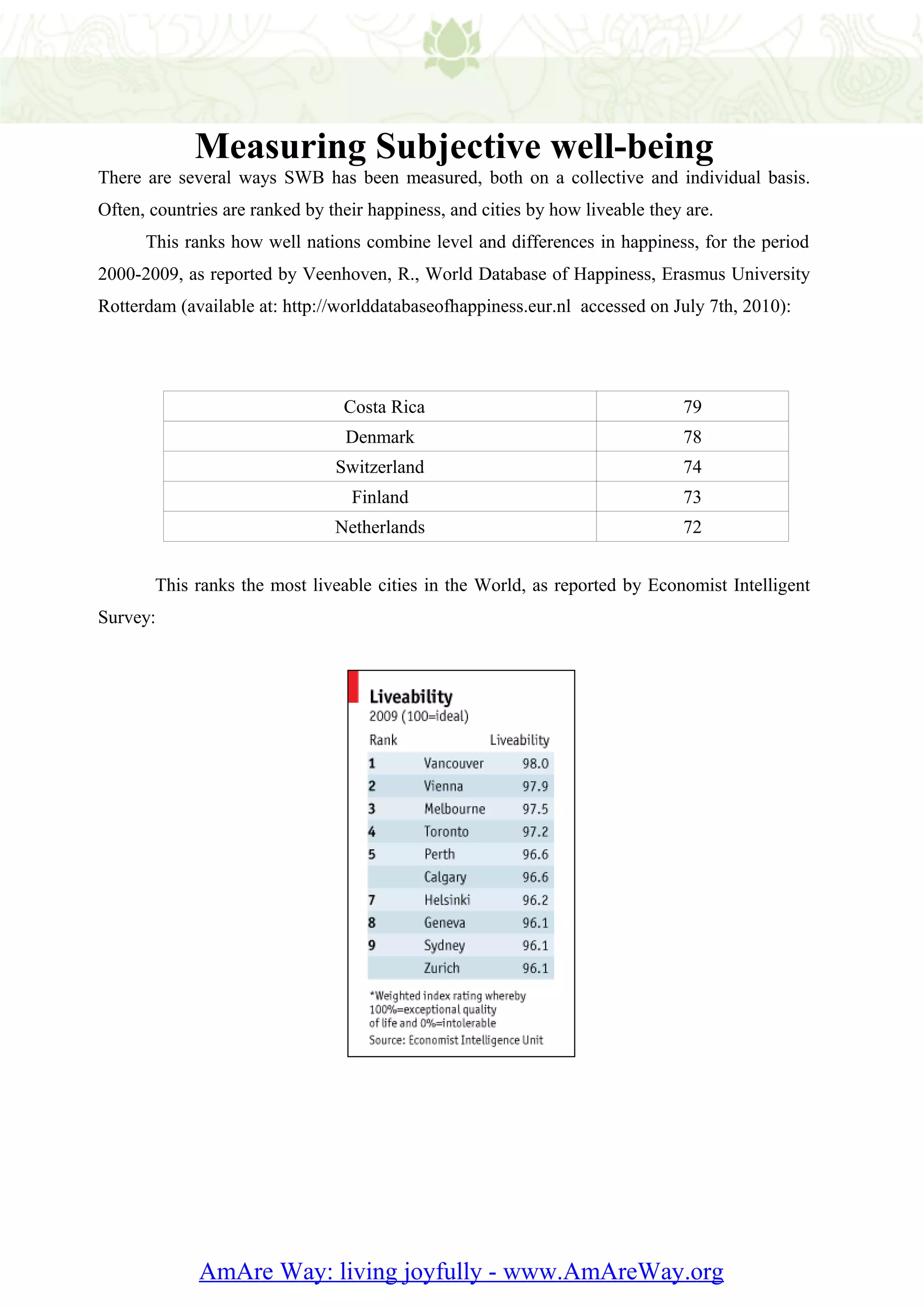 Subjective well being measuring subjective well-being | PDF