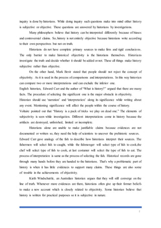 Subjectivity and objectivity in history | DOCX