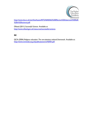 Subject Knowledge and Pedagogy Initial Teacher Education Resource List ...