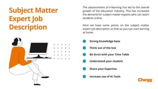 Subject matter expert job description sme roles & responsibilities | PDF