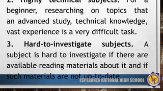 Subject matter of the inquiry or research | PPTX