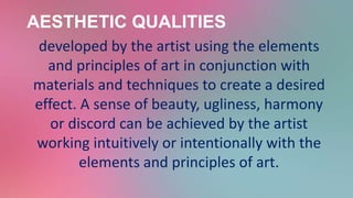 STUDIO ART: Subject matter, style & aesthetic qualities | PPT