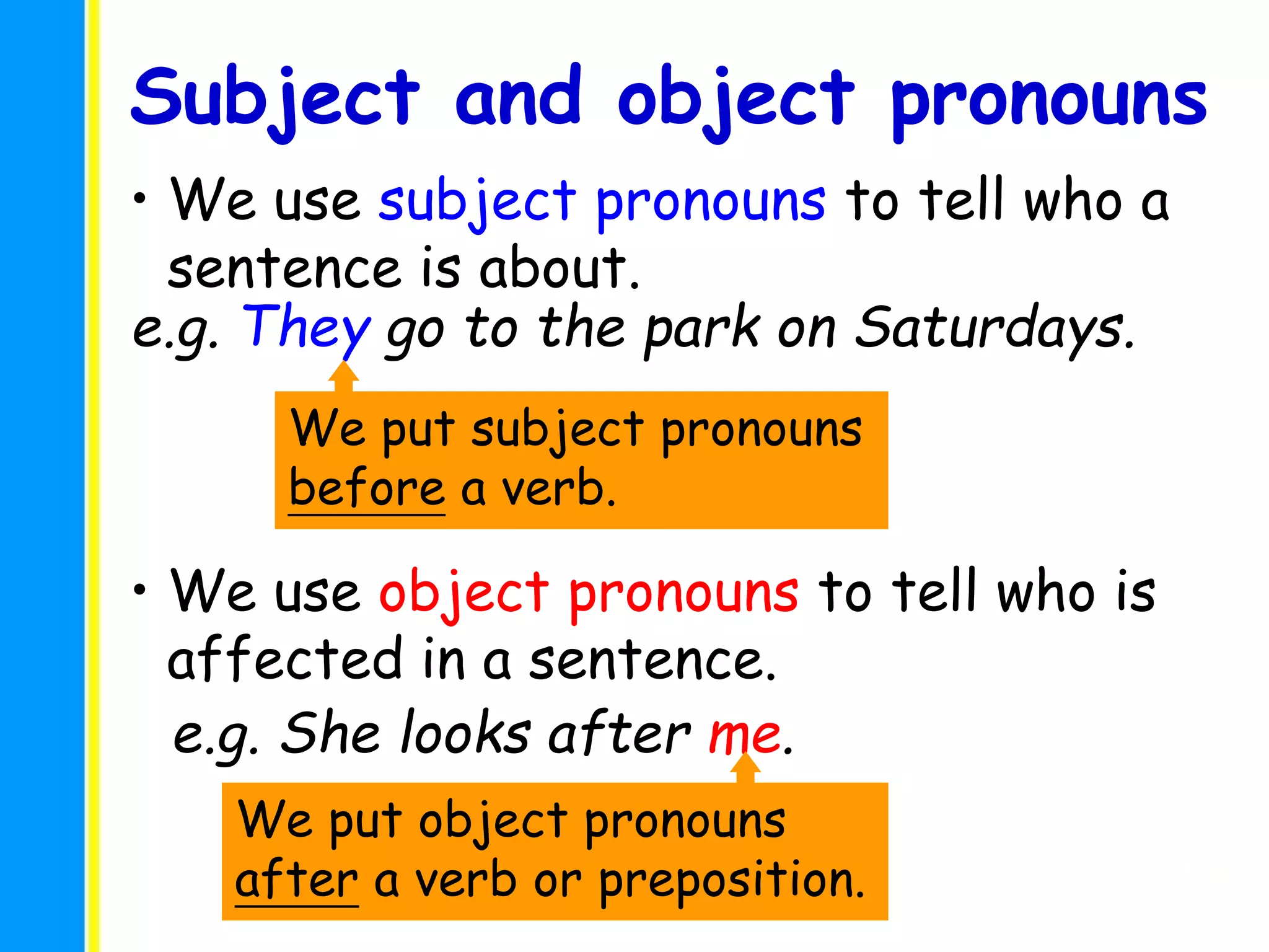SUBJECT & OBJECT PRONOUNS | PPT