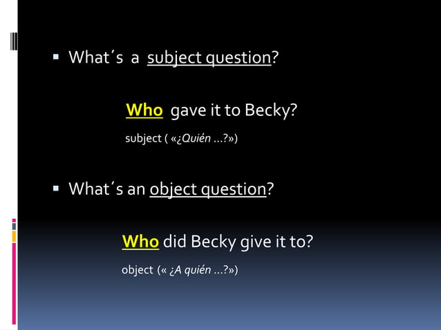 Subject object questions | PPT