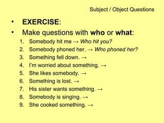 Subject object questions | PDF