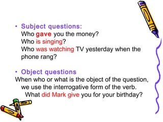 Subject object questions | PPT