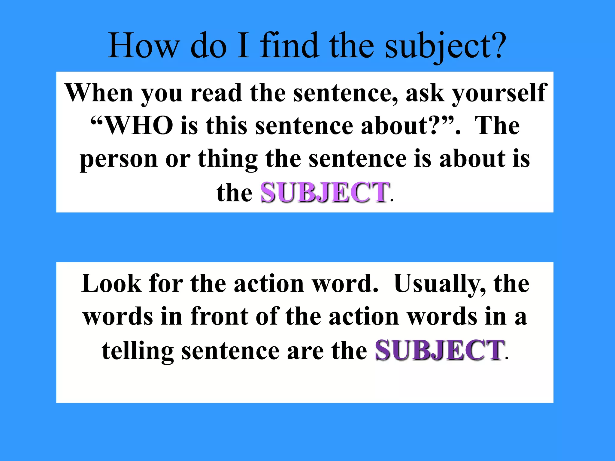 Subject of a sentence | PPTX