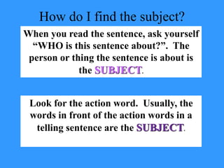 Subject of a sentence | PPTX