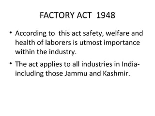 Subject presentation on factory act | PPT