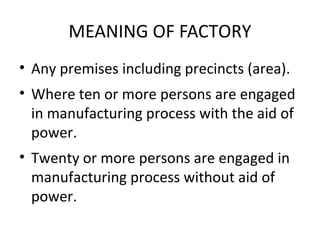 Subject presentation on factory act | PPT