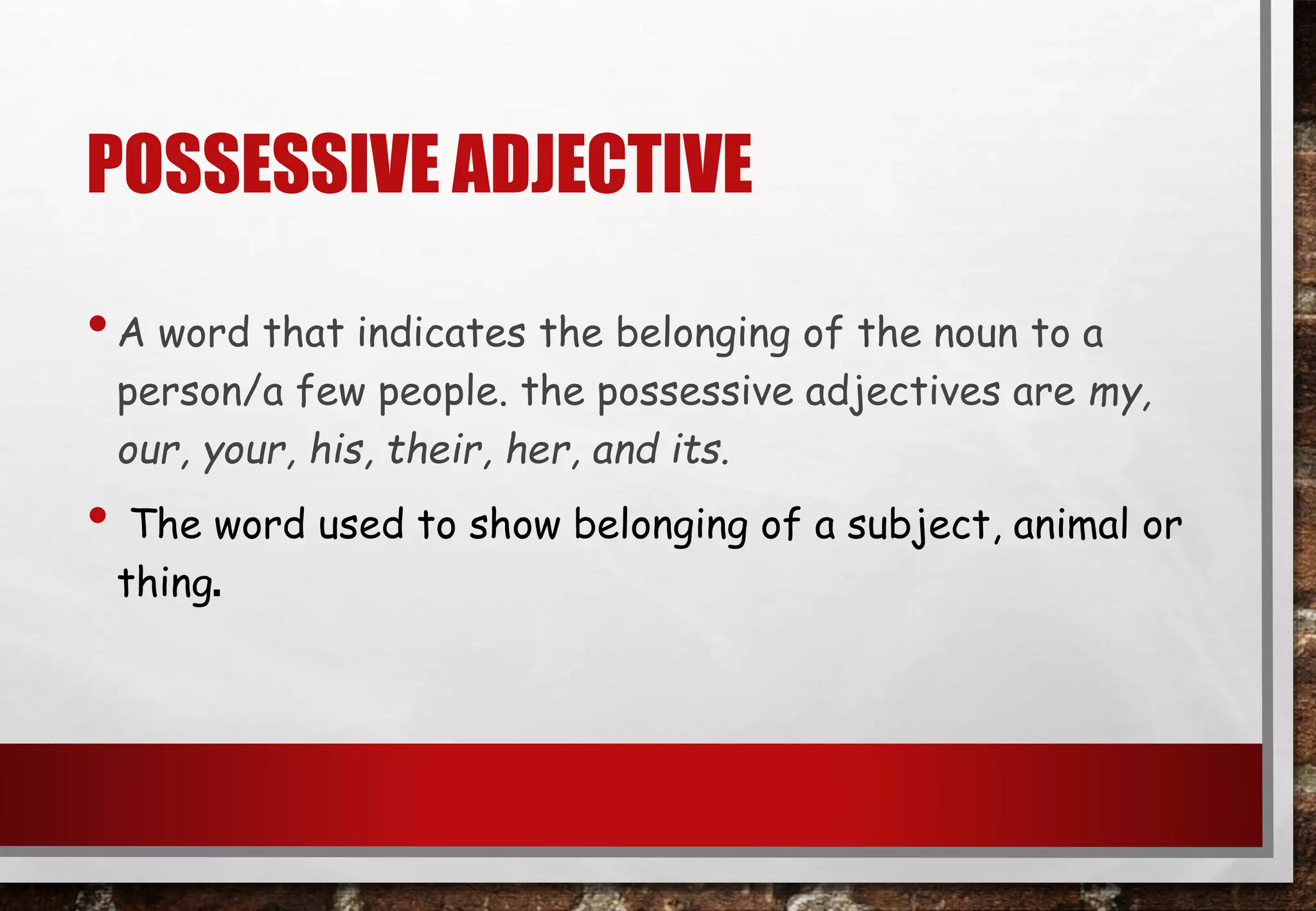 Subject pronoun and possessive adjective | PPTX