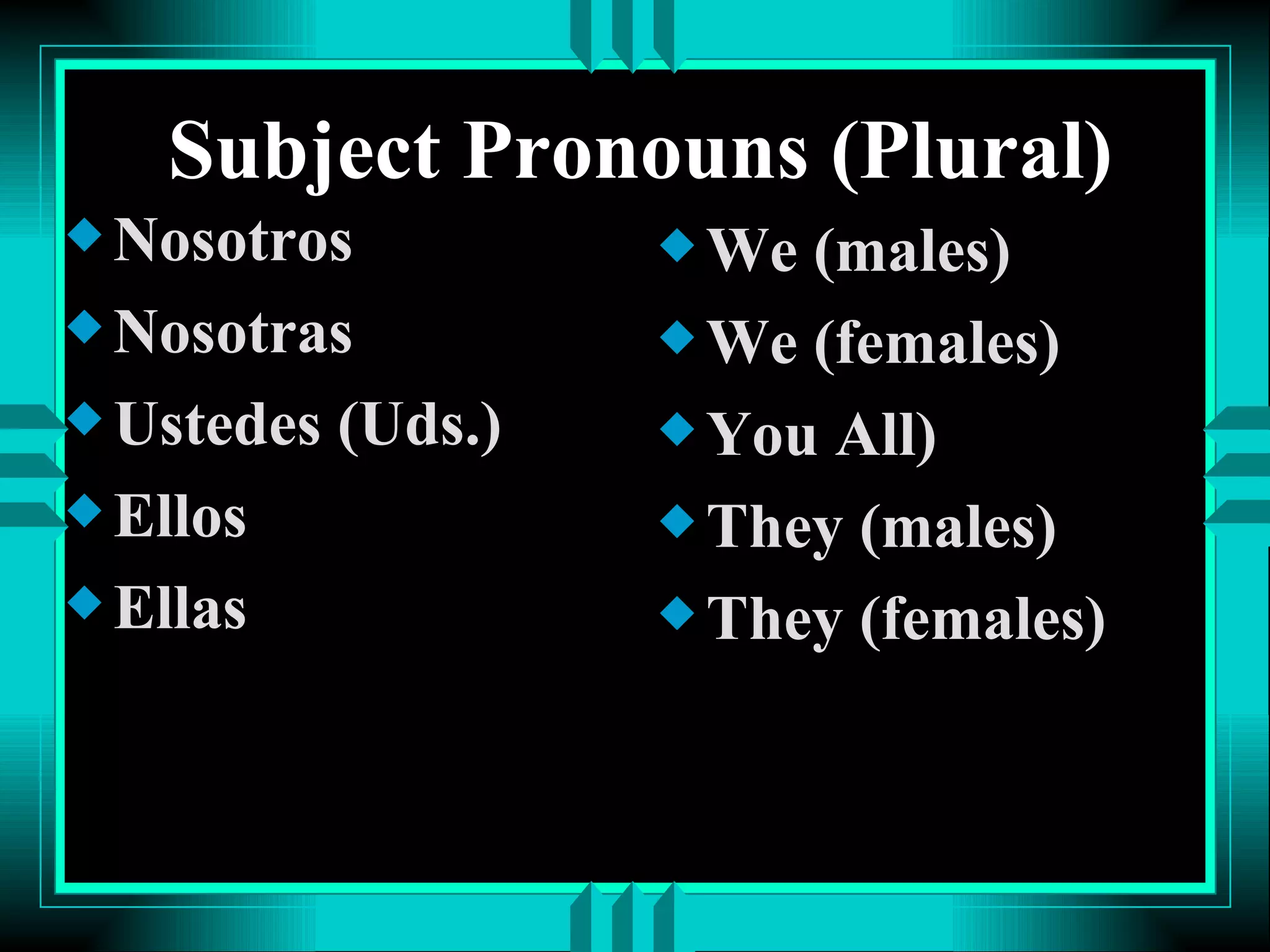 Subject Pronouns Spanish | PPT