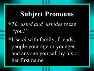 Subject Pronouns Spanish | PPT