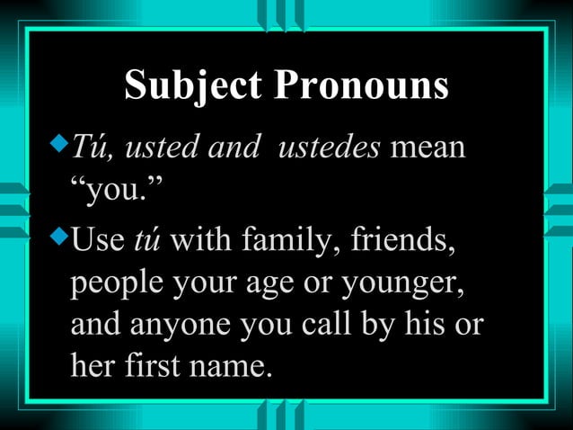 Subject Pronouns Spanish | PPT