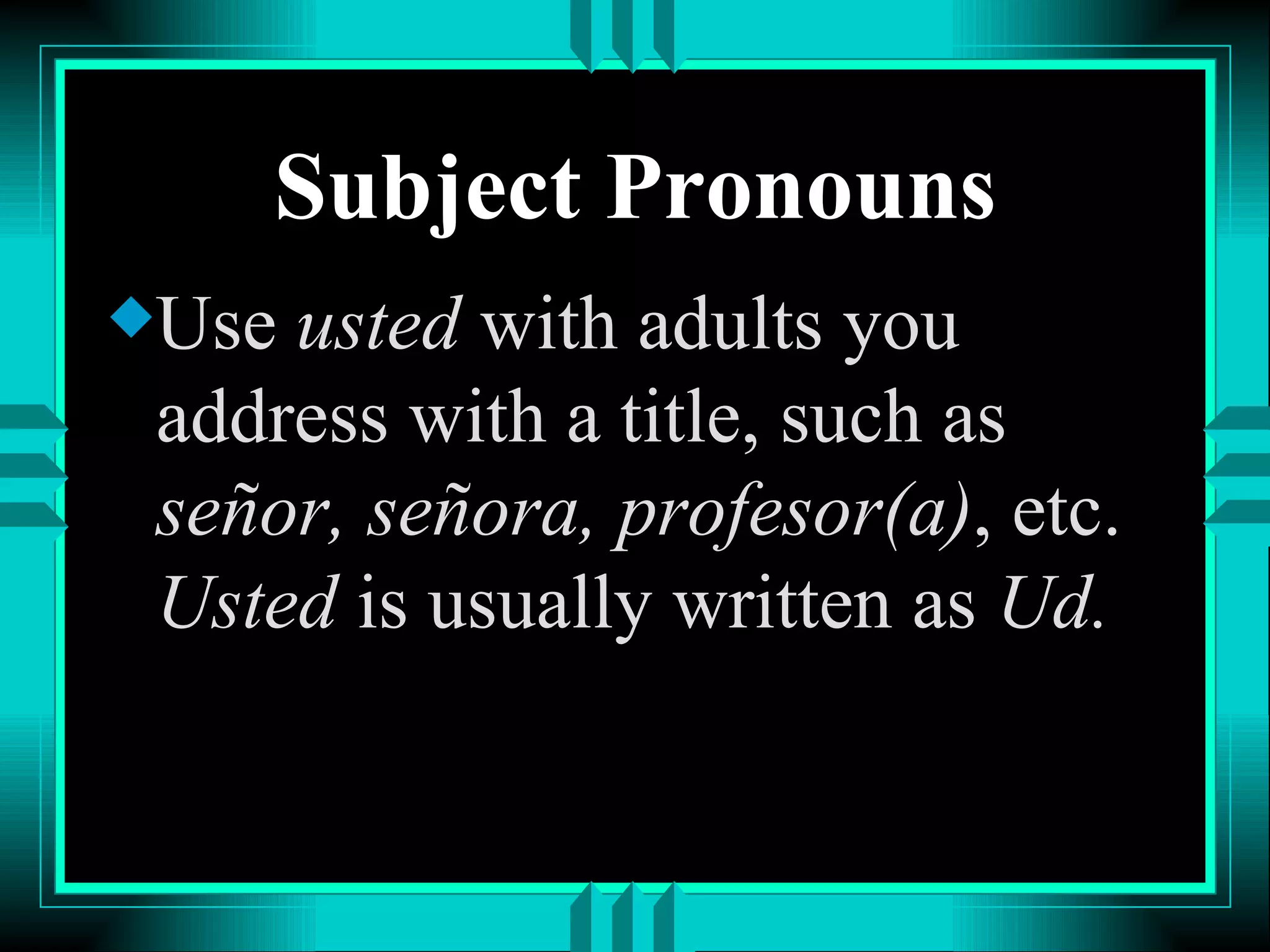 Subject Pronouns | PPT
