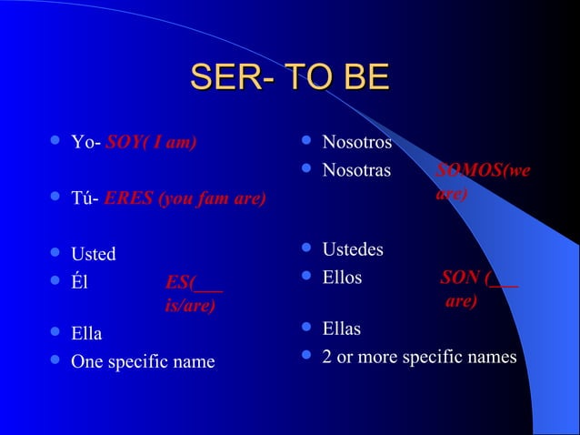 Subject Pronouns & Ser | PPT