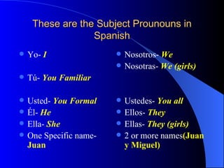 Subject Pronouns & Ser | PPT