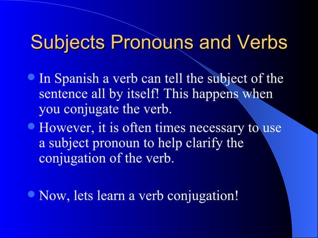 Subject Pronouns & Ser | PPT