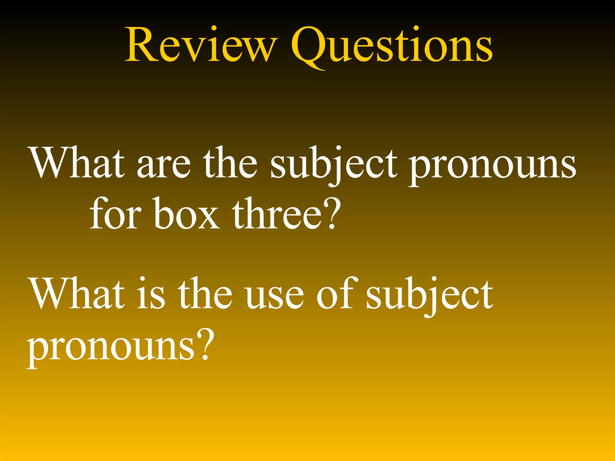 Subject Pronouns | PPT