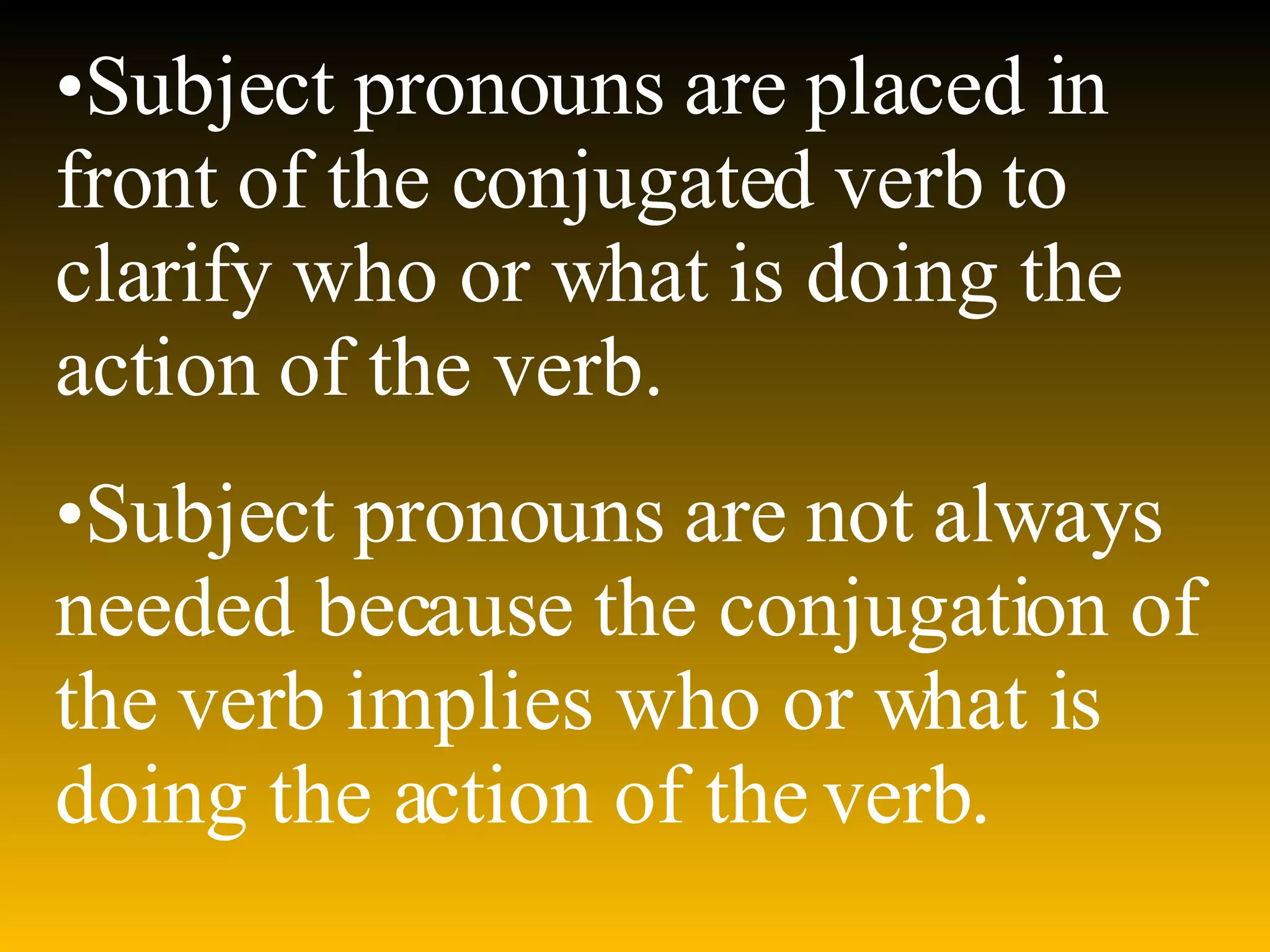 Subject Pronouns Spanish | PPT