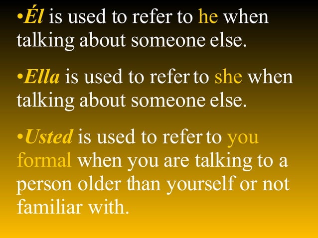 Subject Pronouns Spanish Ppt