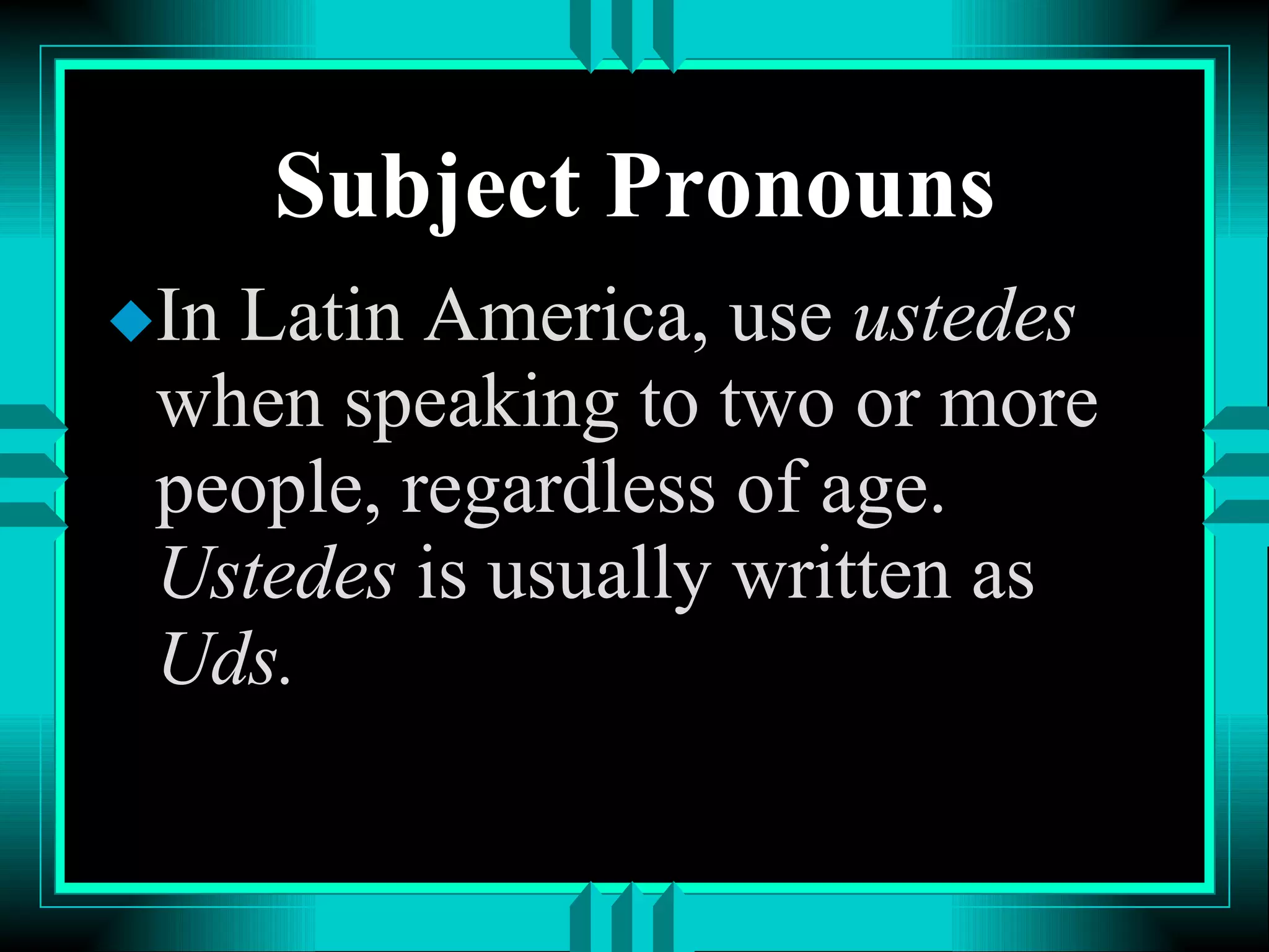 Subject Pronouns | PPT