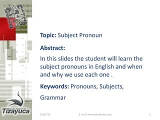 Subject Pronouns | PPT