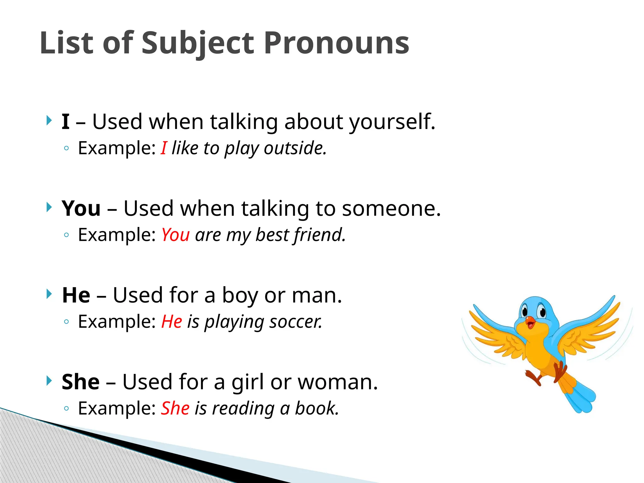 Subject pronouns made easy for young learners | PPTX