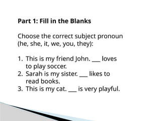 Subject pronouns made easy for young learners | PPTX
