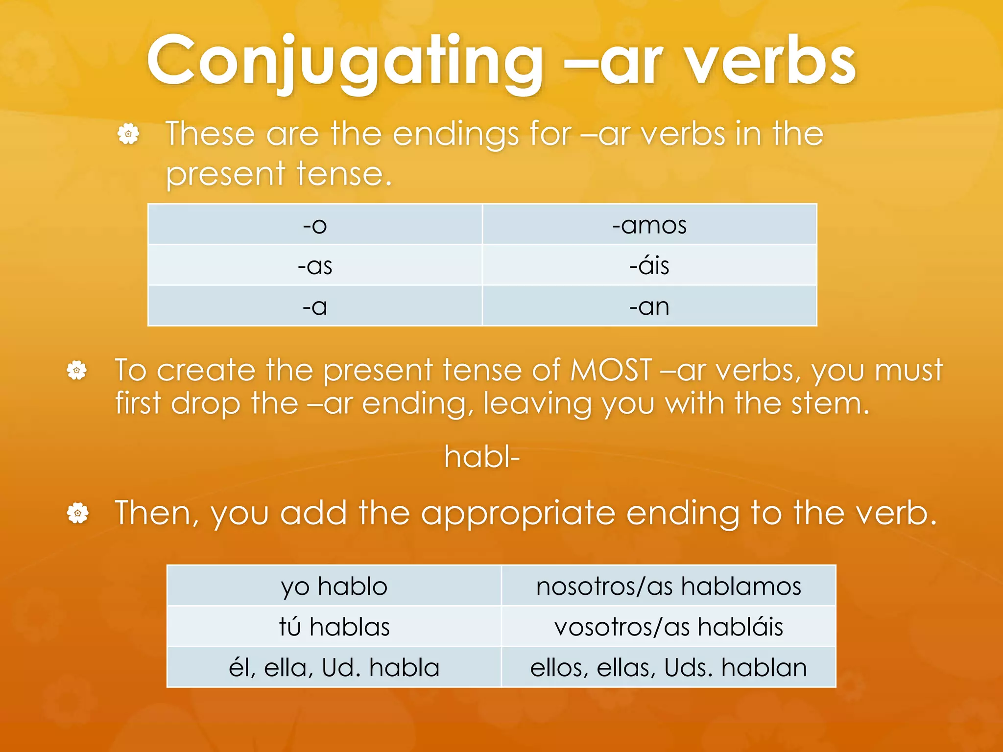 Subject pronouns, conjugation | PPT