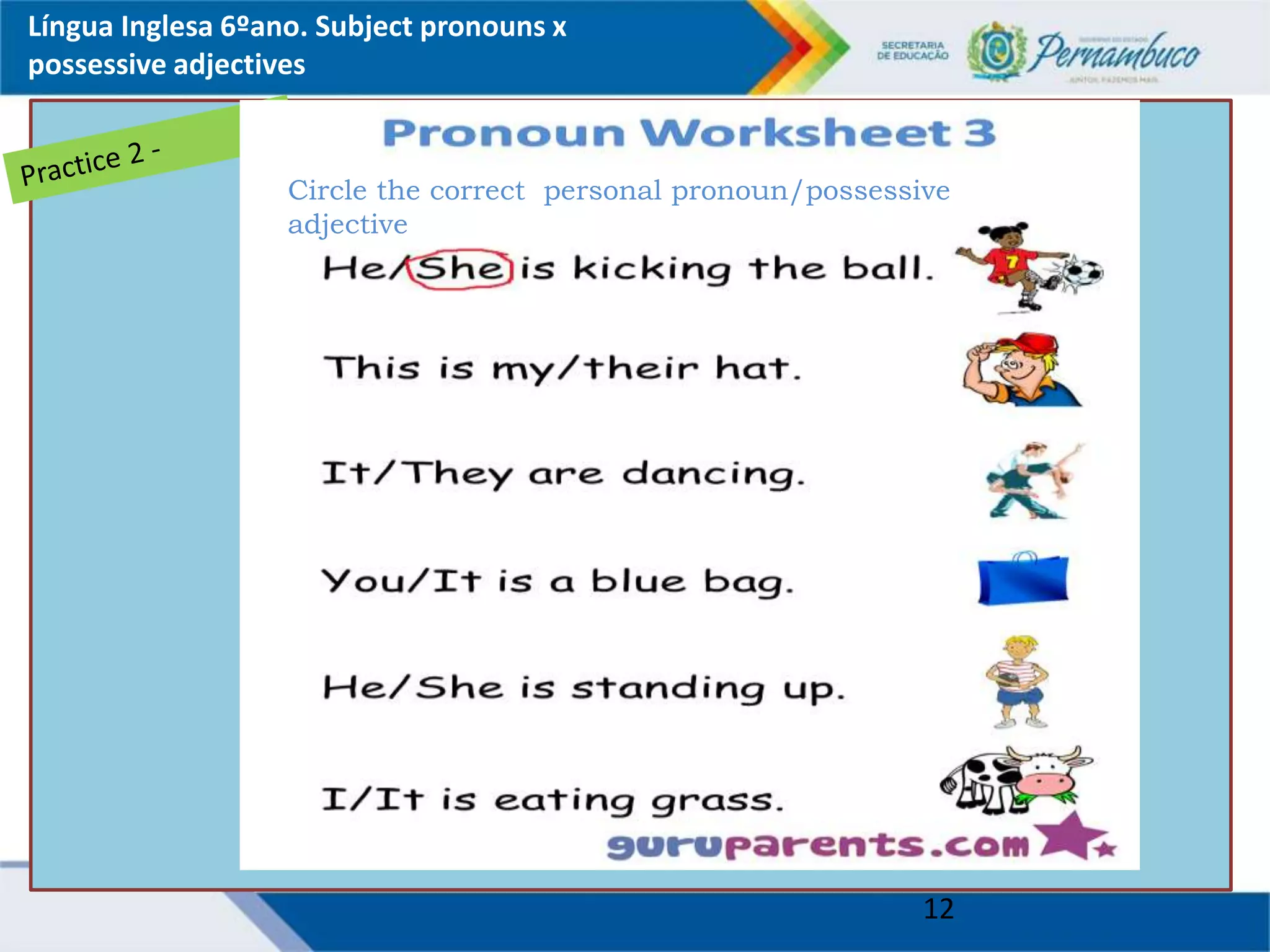 Subject pronouns X possessive adjectives.ppt