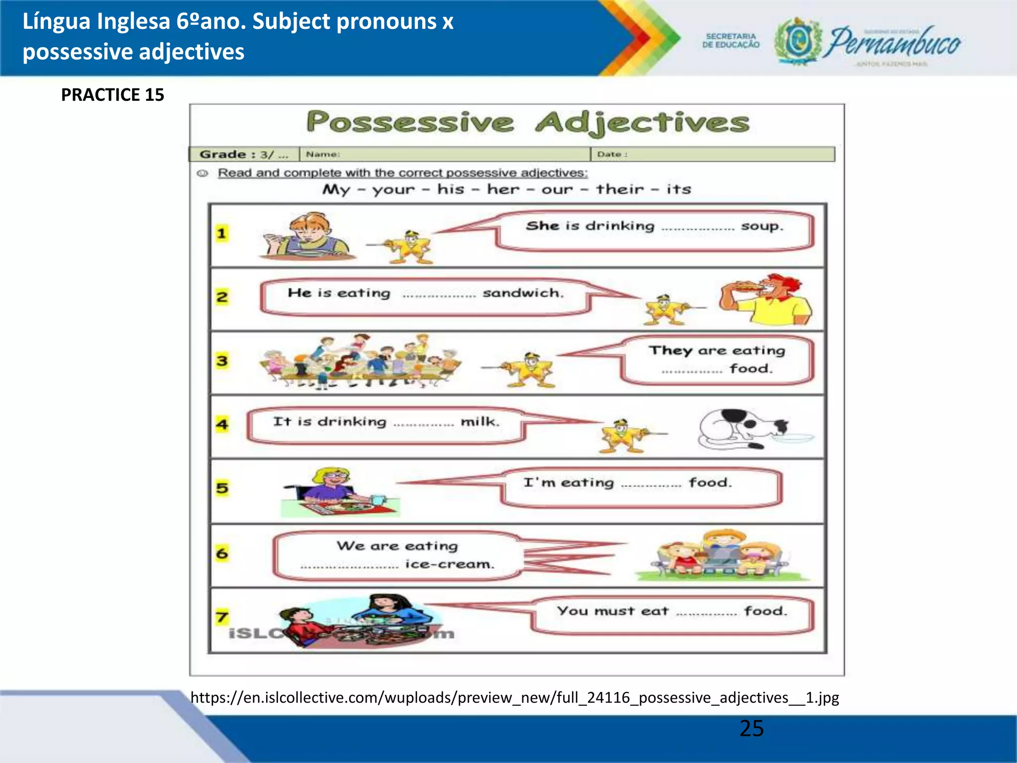 Subject pronouns X possessive adjectives.ppt