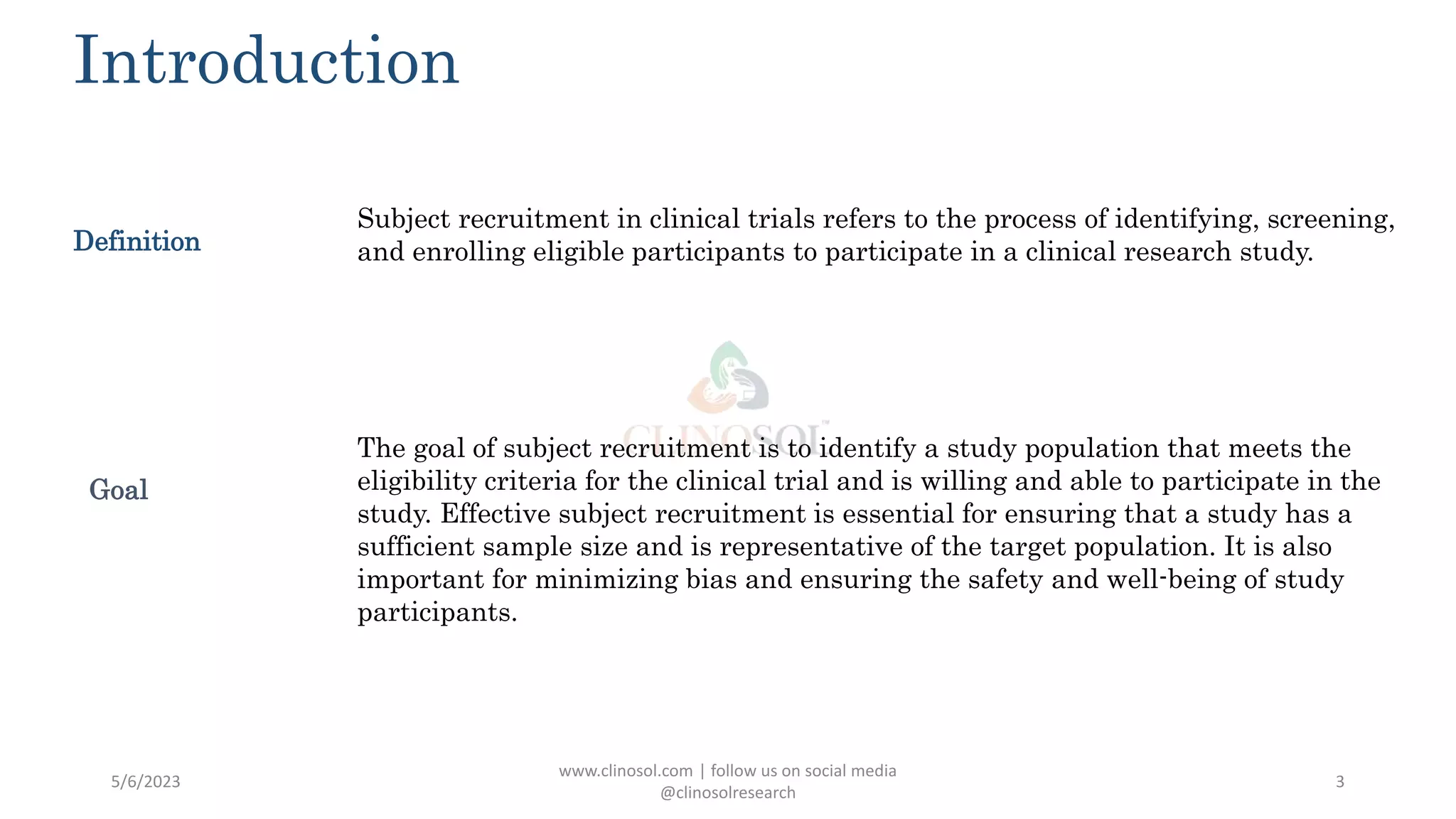 Subject Recruitment in Clinical Trials | PPTX