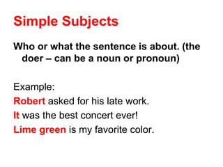 Subject predicates english grammar primary grades | PPT