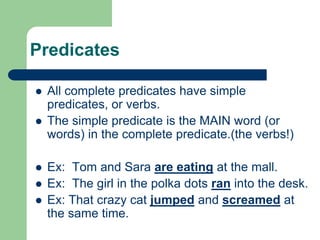 Subjects and Predicates Grammar PowerPoint | PPT