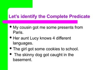 Subjects and Predicates.power point presentation | PPTX