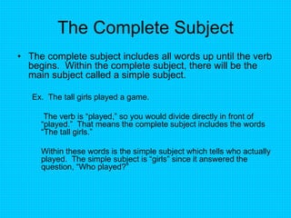 Subjects and Predicates - Grade 4.ppt