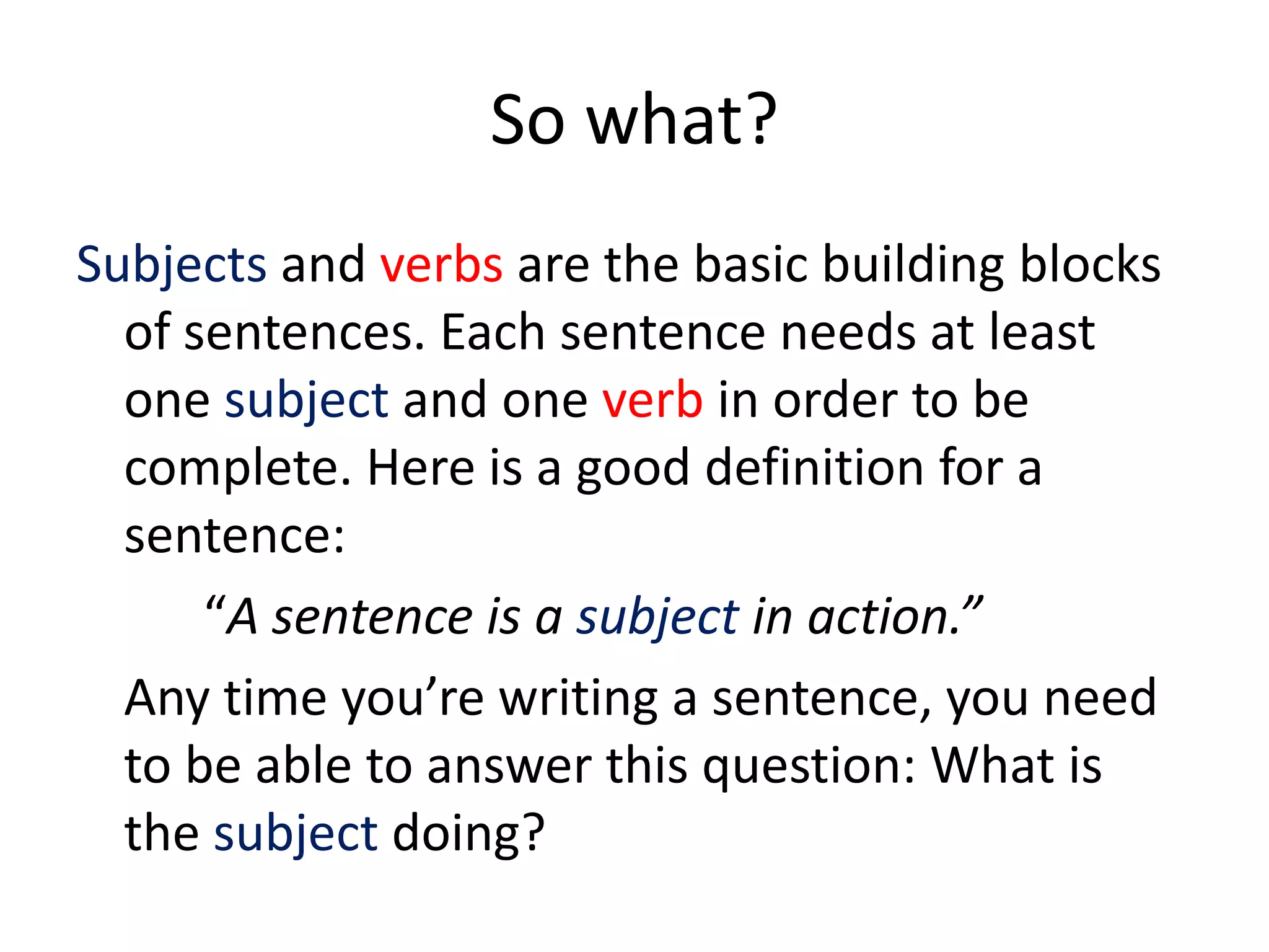 Subjects and verbs | PPTX