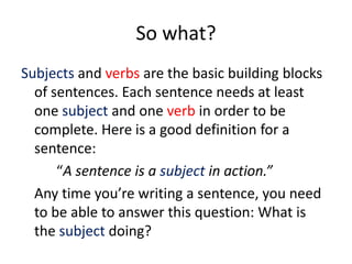 Subjects and verbs | PPT