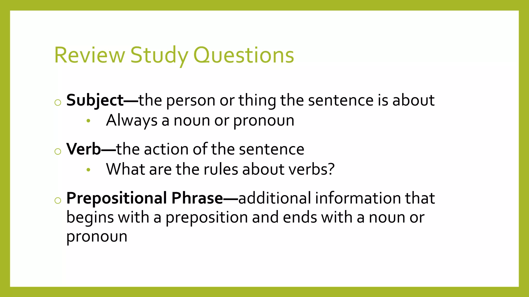 Subjects and Verbs | PPTX